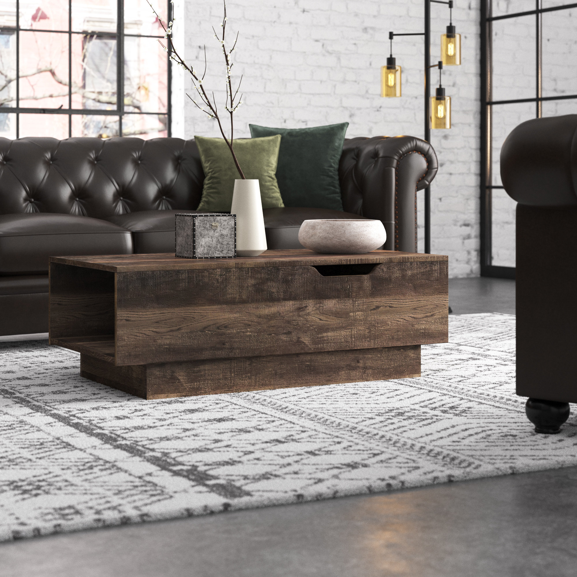 Steelside Kianna Lift Top Block Coffee Table with Storage Reviews Wayfair